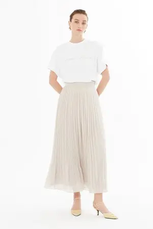 GIZIA High-waist Pleated Chiffon Midi Skirt