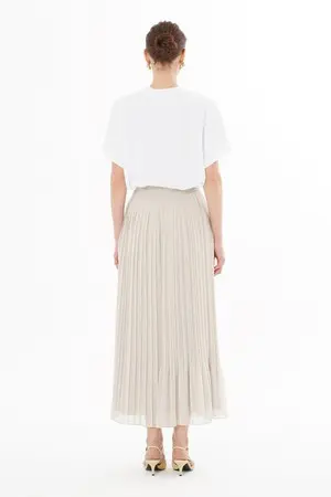 GIZIA High-waist Pleated Chiffon Midi Skirt