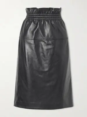 Saint Laurent Leather Paperbag Skirt - Black