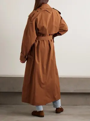 Saint Laurent Belted Cotton And Silk-blend Trench Coat - Brown