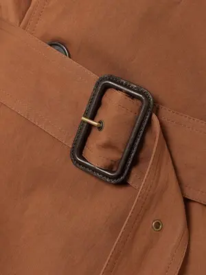 Saint Laurent Belted Cotton And Silk-blend Trench Coat - Brown