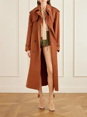 Saint Laurent Belted Cotton And Silk-blend Trench Coat