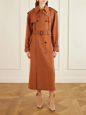 Saint Laurent Belted Cotton And Silk-blend Trench Coat