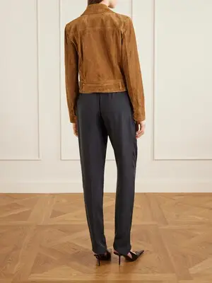 Saint Laurent Cropped Belted Suede Jacket