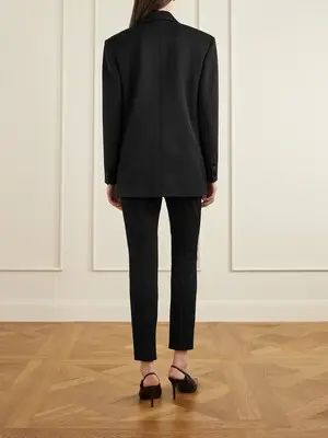 Saint Laurent Double-breasted Grain De Poudre Wool Blazer - Black