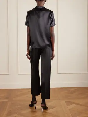 Saint Laurent Lace-trimmed Silk-satin Shirt