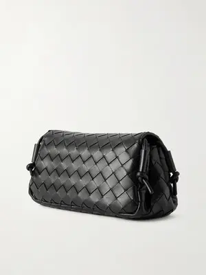 Bottega Veneta Notturno Intrecciato Leather Shoulder Bag - Black
