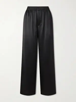 Saint Laurent Silk-satin Straight-leg Trousers - Black