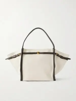 TOD'S Tim Leather-trimmed Canvas Tote