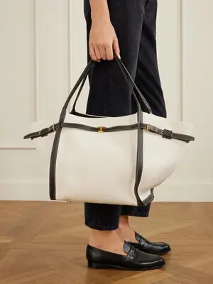 TOD'S Tim Leather-trimmed Canvas Tote