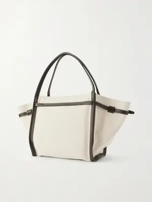 TOD'S Tim Leather-trimmed Canvas Tote
