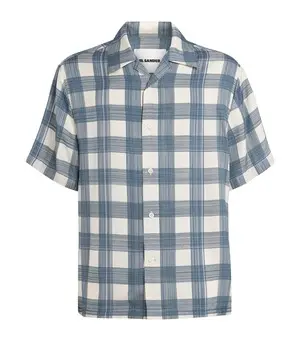 JIL SANDER Short-sleeve Check Shirt - Blue
