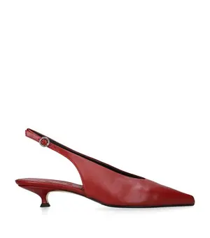 AeydĒ Leather Camila Slingback Pumps - Red