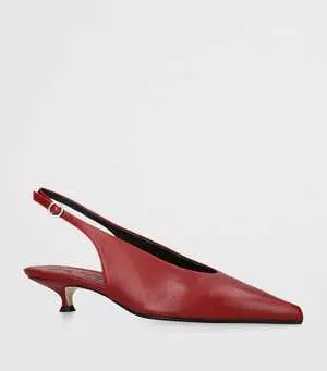 AeydĒ Leather Camila Slingback Pumps - Red