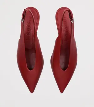 AeydĒ Leather Camila Slingback Pumps - Red