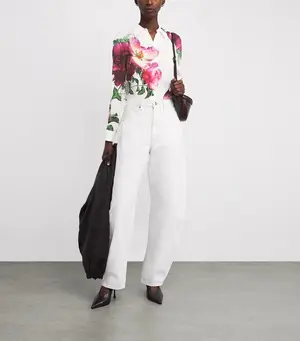 Alice + Olivia Silk Floral Willa Blouse - Ivory