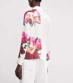 Alice + Olivia Silk Floral Willa Blouse - Ivory