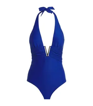 Heidi Klein Halterneck Plage Mara Swimsuit - Blue