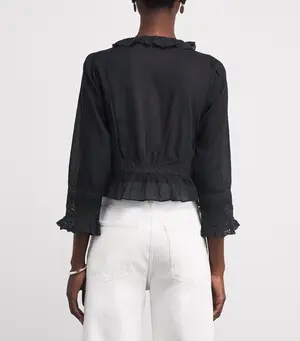 DÔEN Organic Cotton Lace-trim Eldoris Blouse