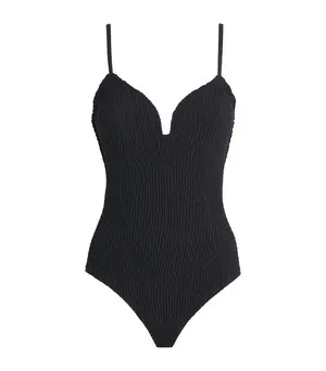 Ulla Johnson Smocked Maillot One-piece Swimsuit - Black