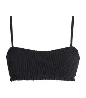 Ulla Johnson Smocked Marseille Bikini Top - Black
