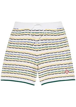 Casablanca Striped Tuck-stitch Cotton-knit Shorts