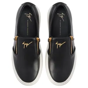 GIUSEPPE ZANOTTI Gz Mike Zip Leather Slip-on Sneakers - Black