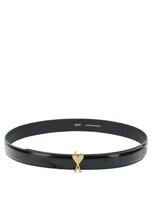 Ami De Coeur Buckle Leather Belt - Black