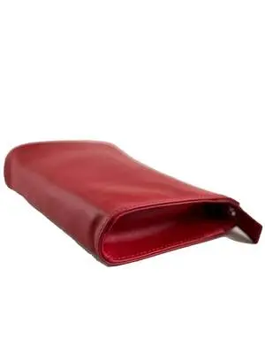LA ROSE Minimal Leather Makeup Bag - Rosso