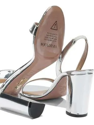 AQUAZZURA So Nude Block 85mm Heeled Sandals - Silver
