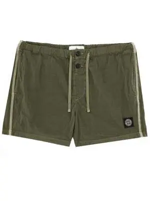 Stone Island Swimsuit With Logo Patch - Military Green