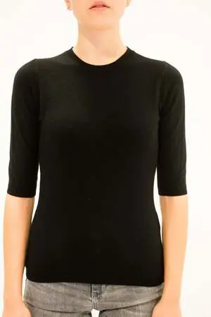 LA ROSE Maglia 3/4 Cashmere Top - Nero