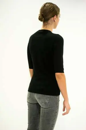 LA ROSE Maglia 3/4 Cashmere Top - Nero