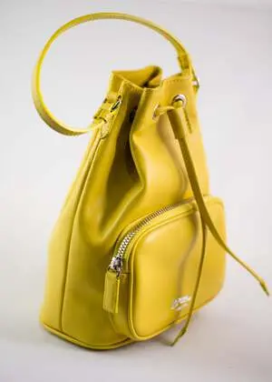 LA ROSE Leather Bucket Bag - Yellow
