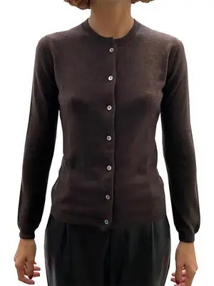 LA ROSE Cashmere Cardigan - Marrone