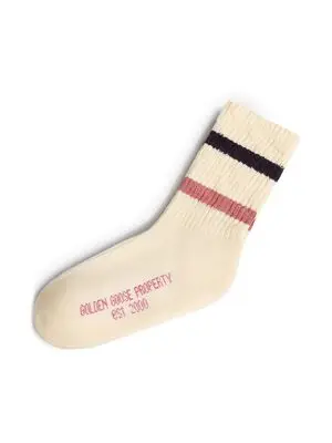 GOLDEN GOOSE Stripe Detail Ankle Socks - Arctic Wolf/ Eclipse/ Lilas