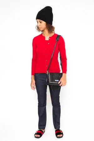 LA ROSE Cashmere Cardigan - Rosso
