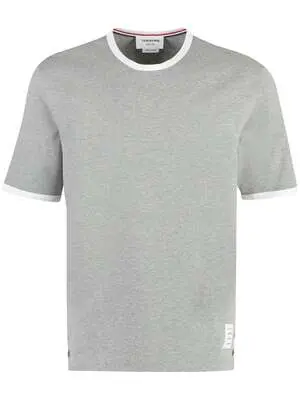 Thom Browne Ss Ringer Tee In Medium Weight Jersey - Lt Grey