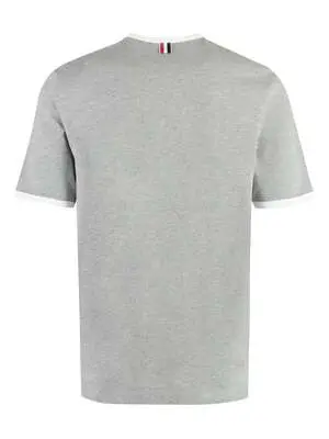 Thom Browne Ss Ringer Tee In Medium Weight Jersey - Lt Grey