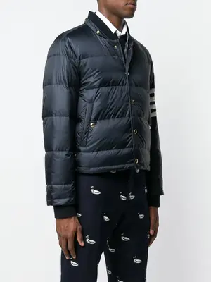 Thom Browne Down-filled Bomber Jacket With Detachable Hood - Navy