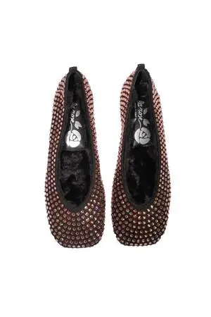 LA ROSE Ballerina Shoes With Crystal Embellishment - Pink