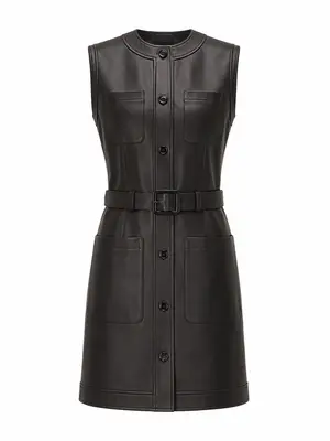 LA ROSE Leather Dress - Nero
