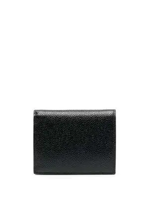 Thom Browne Billfold W/ Coin Compartment In Pebble Grain Leather - Black