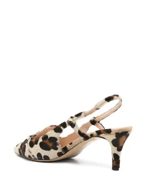 PAROSH 70mm Leopard Print Slingback Pumps