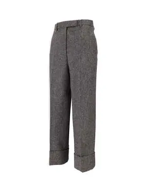 Thom Browne High Waisted Wide Leg Donegal Tweed Trousers