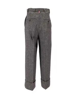 Thom Browne High Waisted Wide Leg Donegal Tweed Trousers