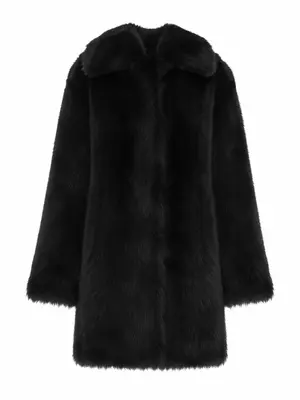 LA ROSE Montone Pelo Lungo Fur Coat - Nero