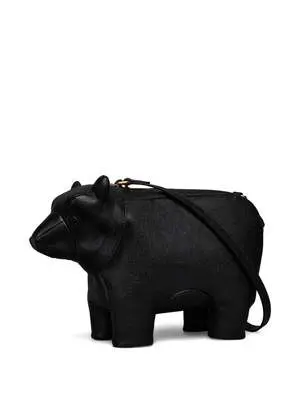 Thom Browne Bear Baguette Bag In Pebble Grain Leather