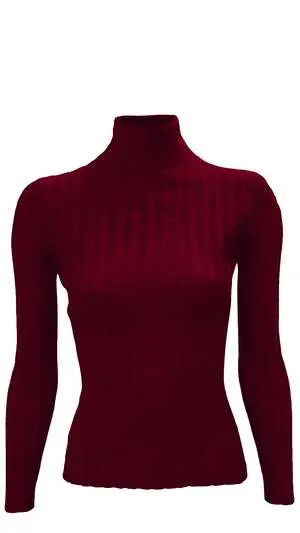LA ROSE High Neck Cashmere-silk Knit Top - Bordeaux