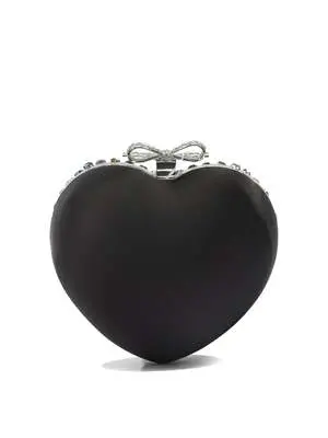SELF-PORTRAIT Heart Clutch With Crystal Embellishments - Black